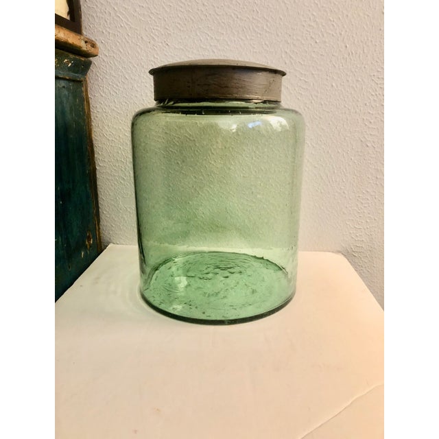 1980s Hand Blown Bubble Glass Storage Jar With Tin Lid | Chairish