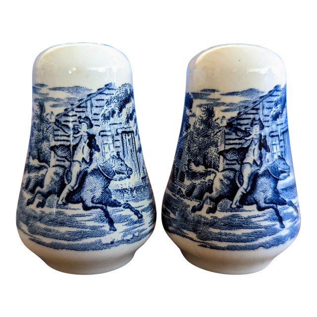 1970s Staffordshire Liberty Blue Paul Revere Salt & Pepper Set- a Pair ...