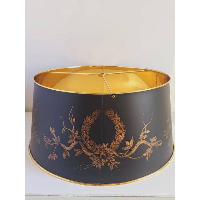 Tole & Brass Empire Style Hand Painted Painted Lamp Shade | Chairish
