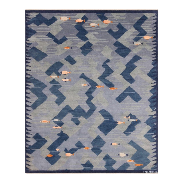 Fish Design Swedish Inspired Rug | Chairish