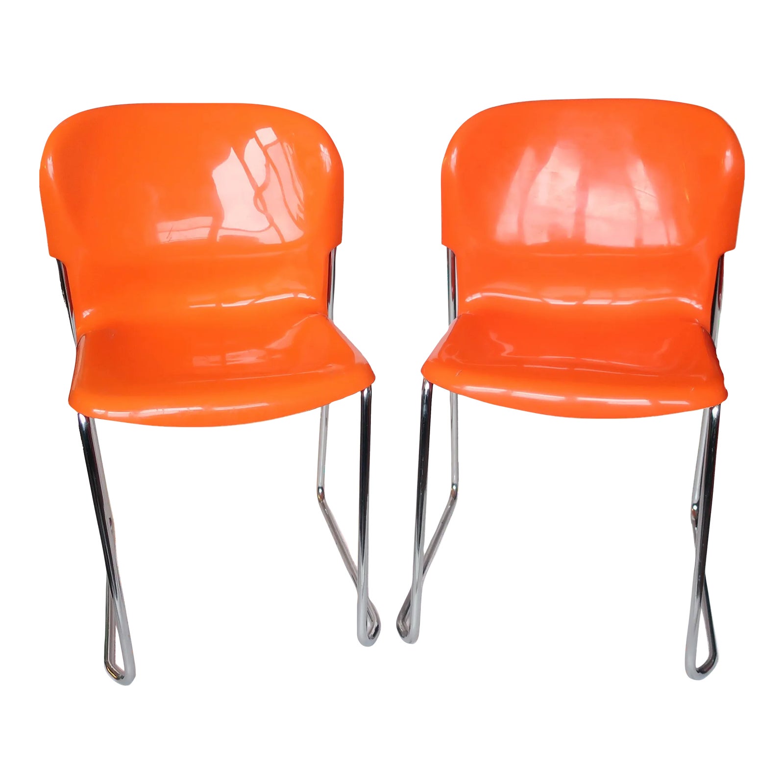 Pair of Orange Sm 400 Swing Chairs by Gerd Lange for Drabert | Chairish
