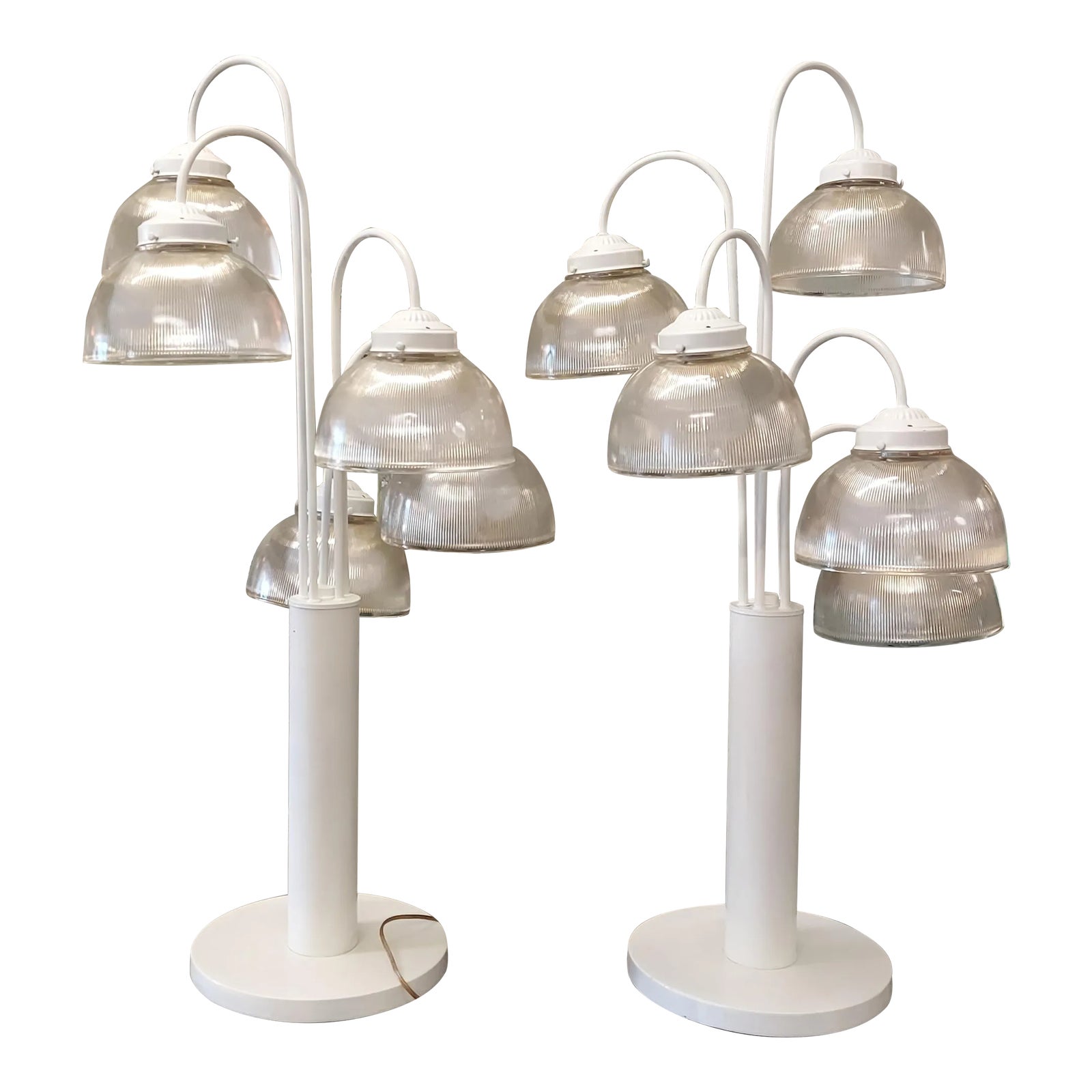 Pair Of Vintage 1970s 5 Arm With Iridescent Ribbed Glass 5 Arm Goose ...