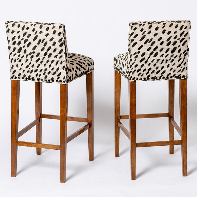 Pair of Modern Snow Leopard Bar Height Stools | Chairish