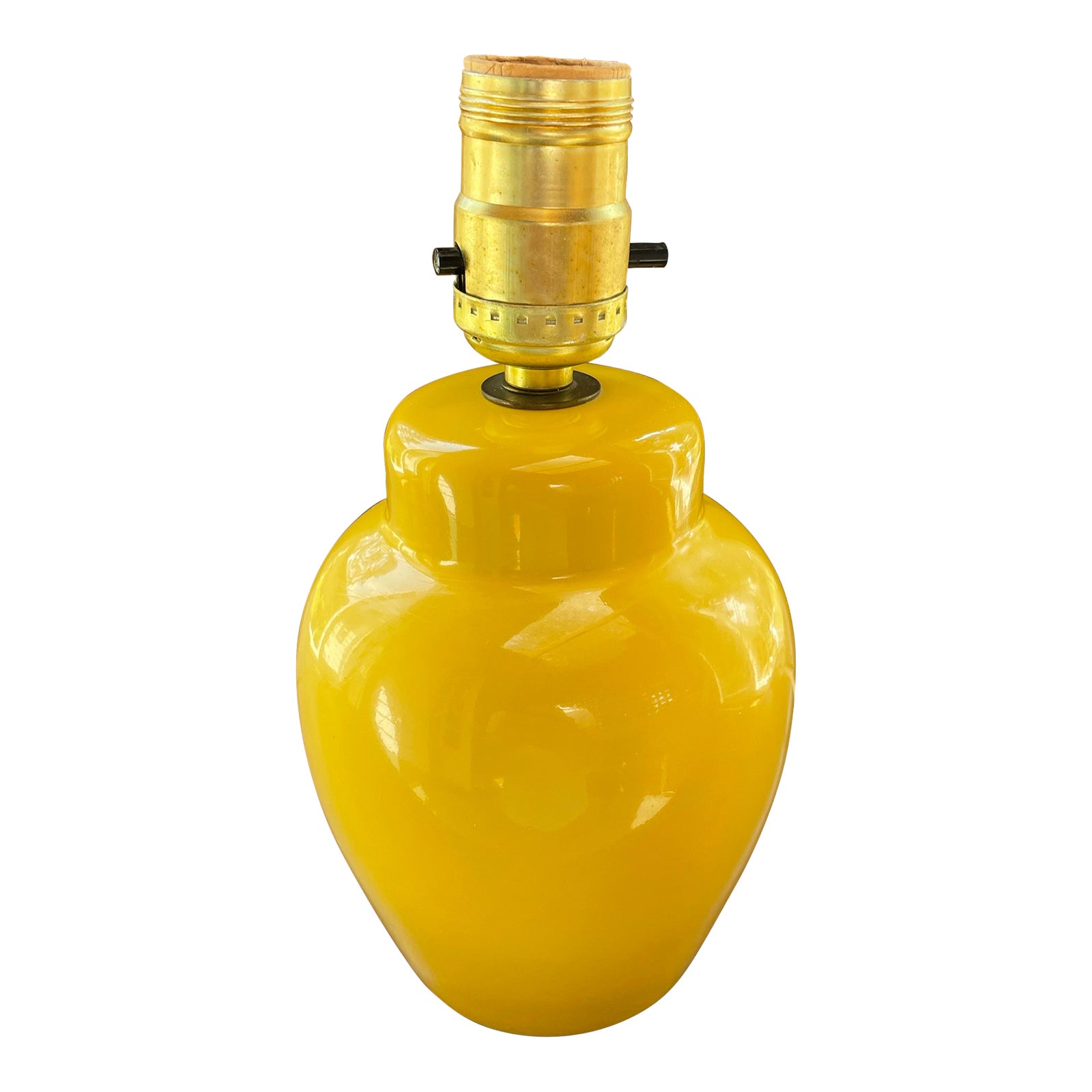 Mid Century Modern Yellow Ceramic Table Lamp | Chairish