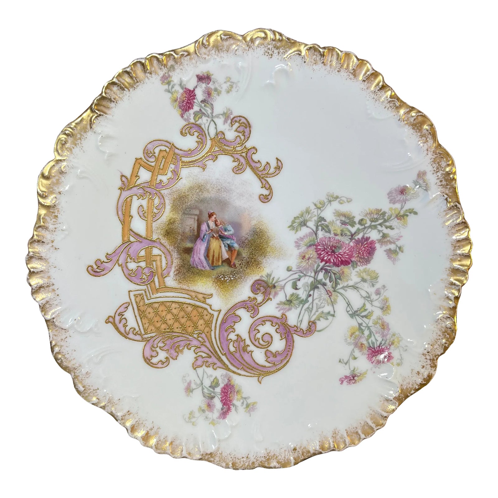 Early 20th Century Antique Limoges Ak CD Porcelain Plate, France | Chairish