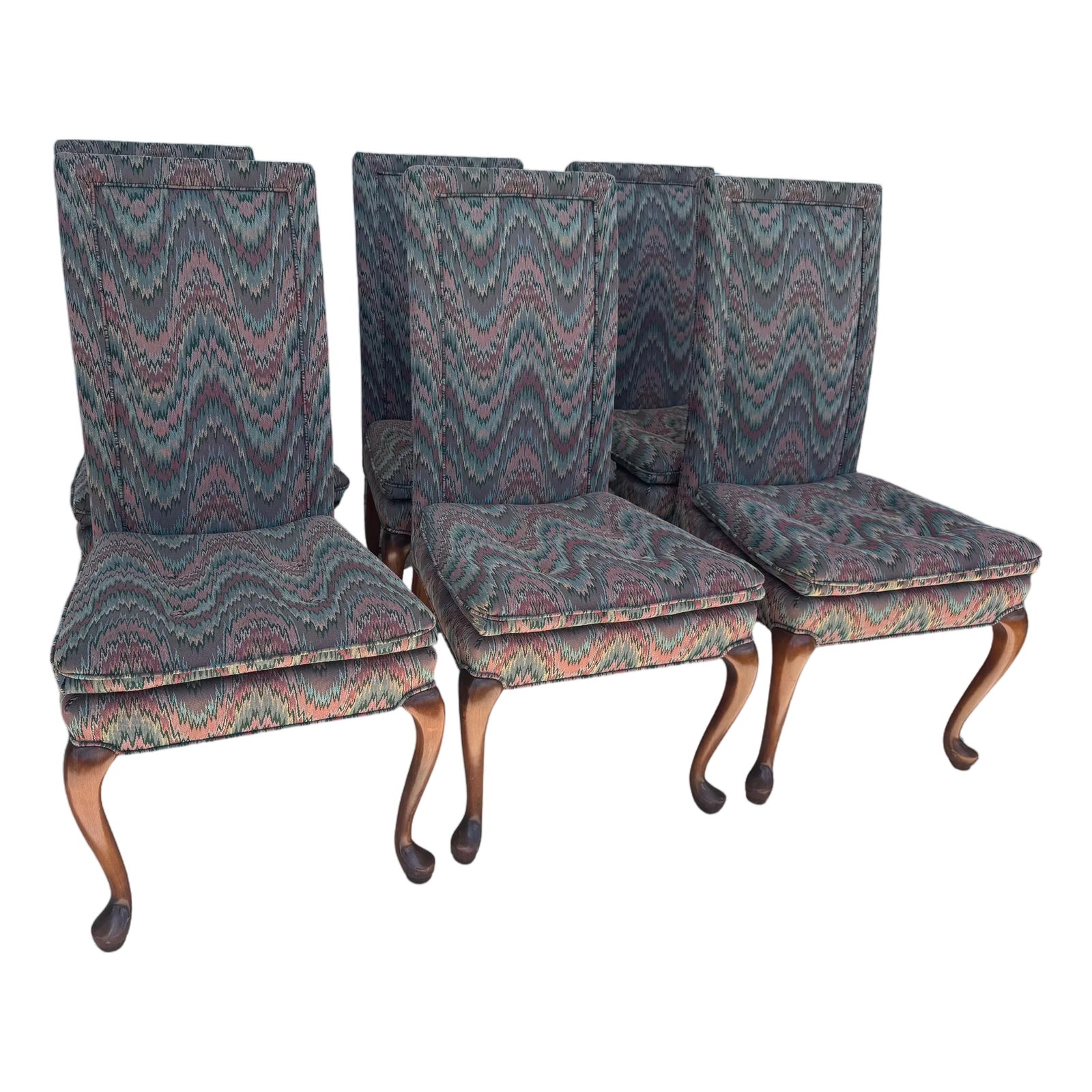 Late 20th Century Upholstered Dining Chairs - Set of 6 | Chairish