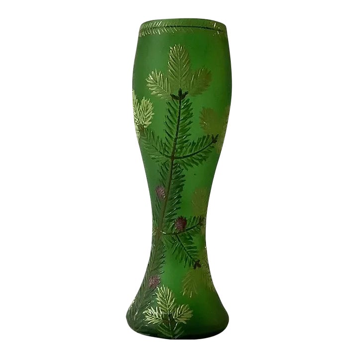 Antique Moser Hand-Painted Enamel Glass Vase Circa 1919 | Chairish