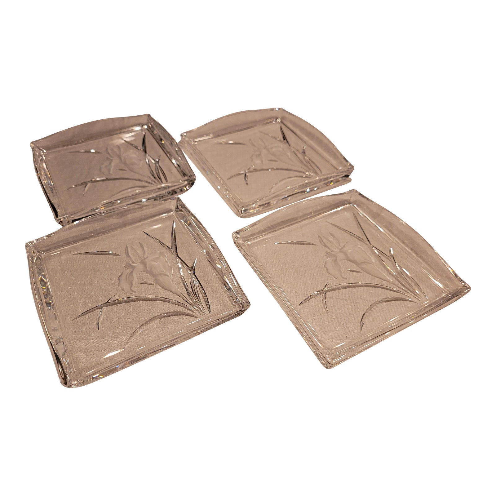 2000s Hoya Crystal Sushi Plates - Set of 4 | Chairish