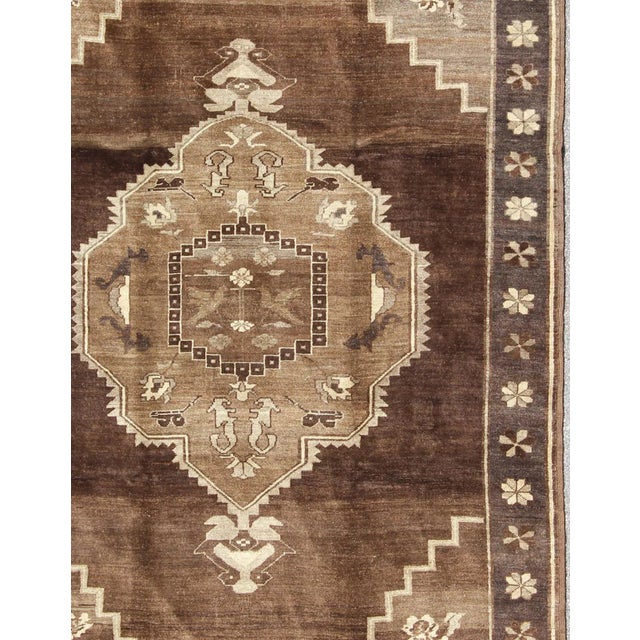 Mid 20th Century Vintage Brown Turkish Rug With Geometric Design in ...