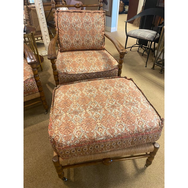 English Rural Style Lounge Chairs & Ottoman | Chairish