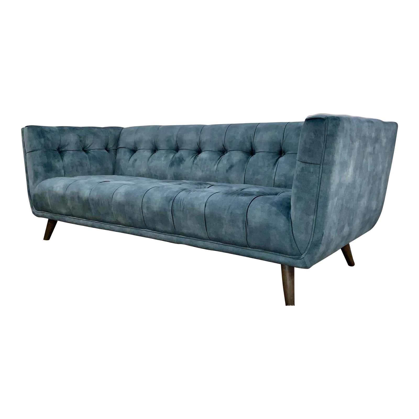 Modern Tufted Turquoise Tufted Velvet Sofa | Chairish