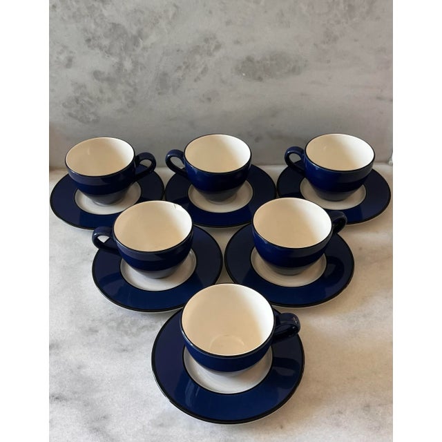 Vintage Italian Pagnossin Trevino Blue Coffee Cups and Saucers - Set of ...