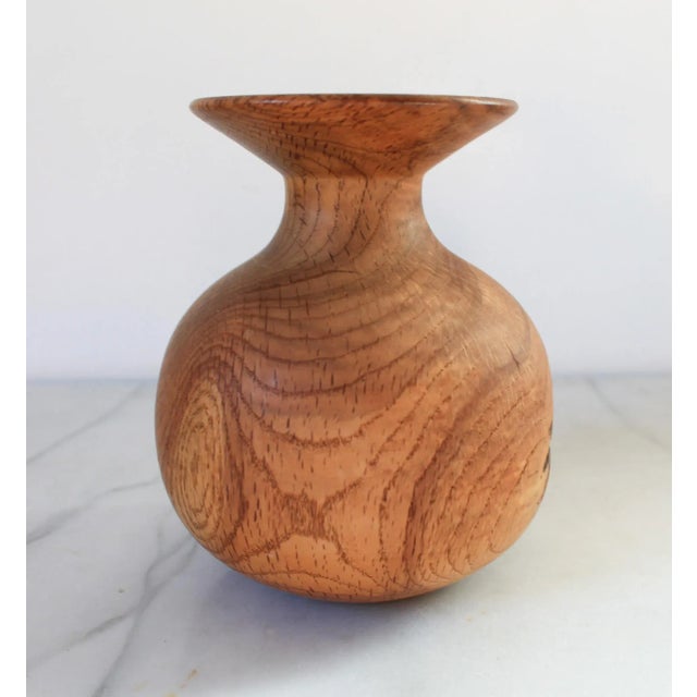 Vintage Hand Turned Wood Vase | Chairish