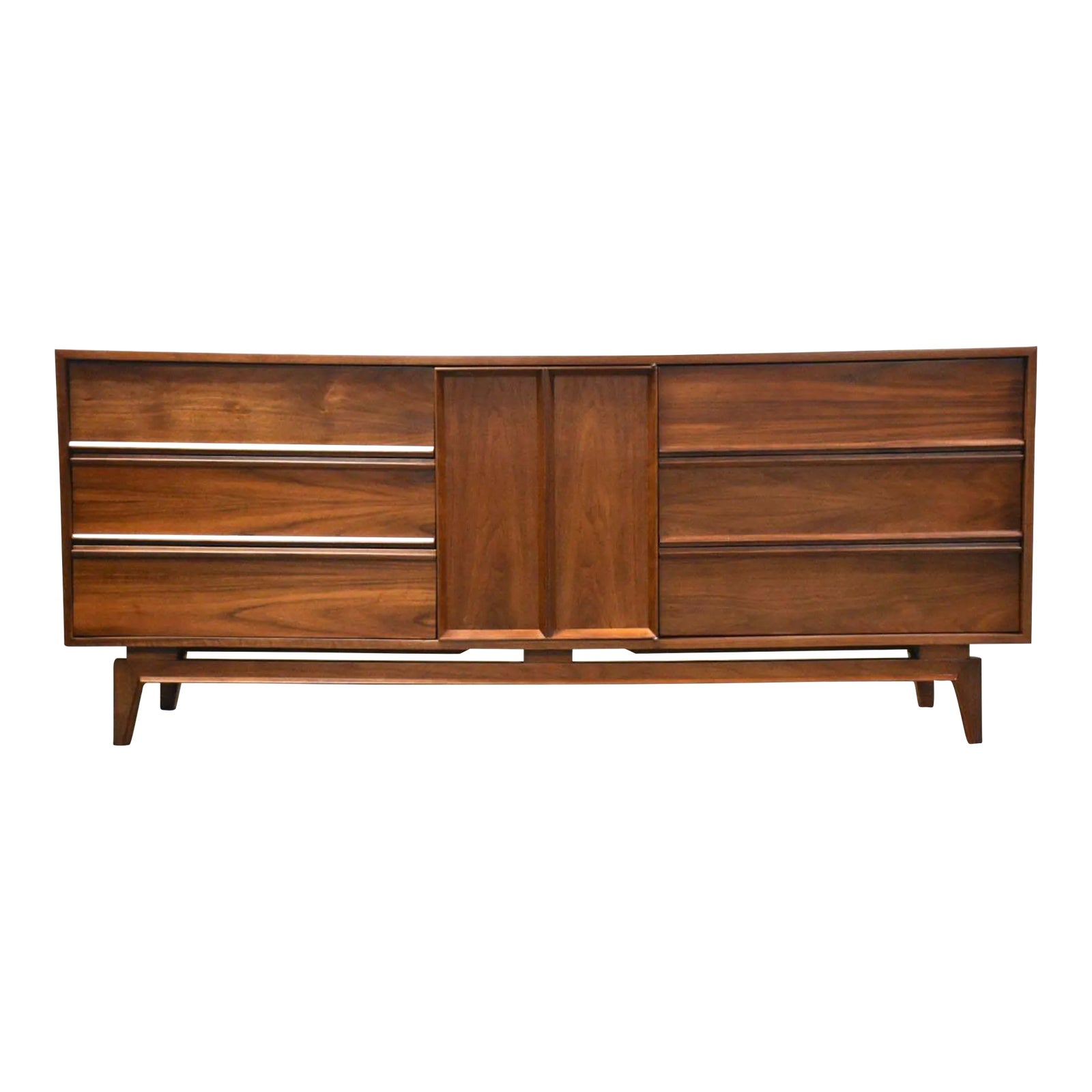 Walnut Mid Century Modern Long Dresser | Chairish