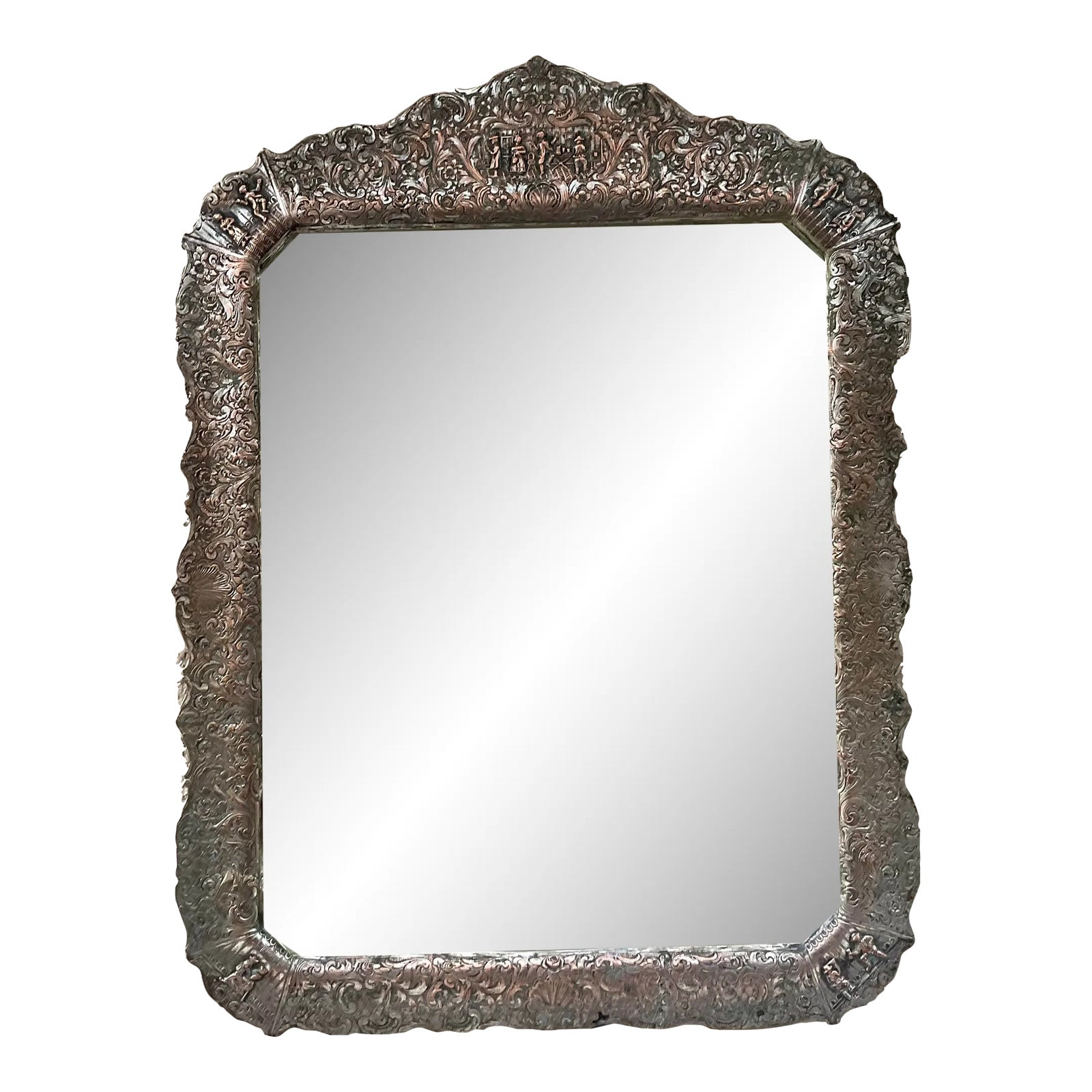 Antique Silver Plated Mirror | Chairish