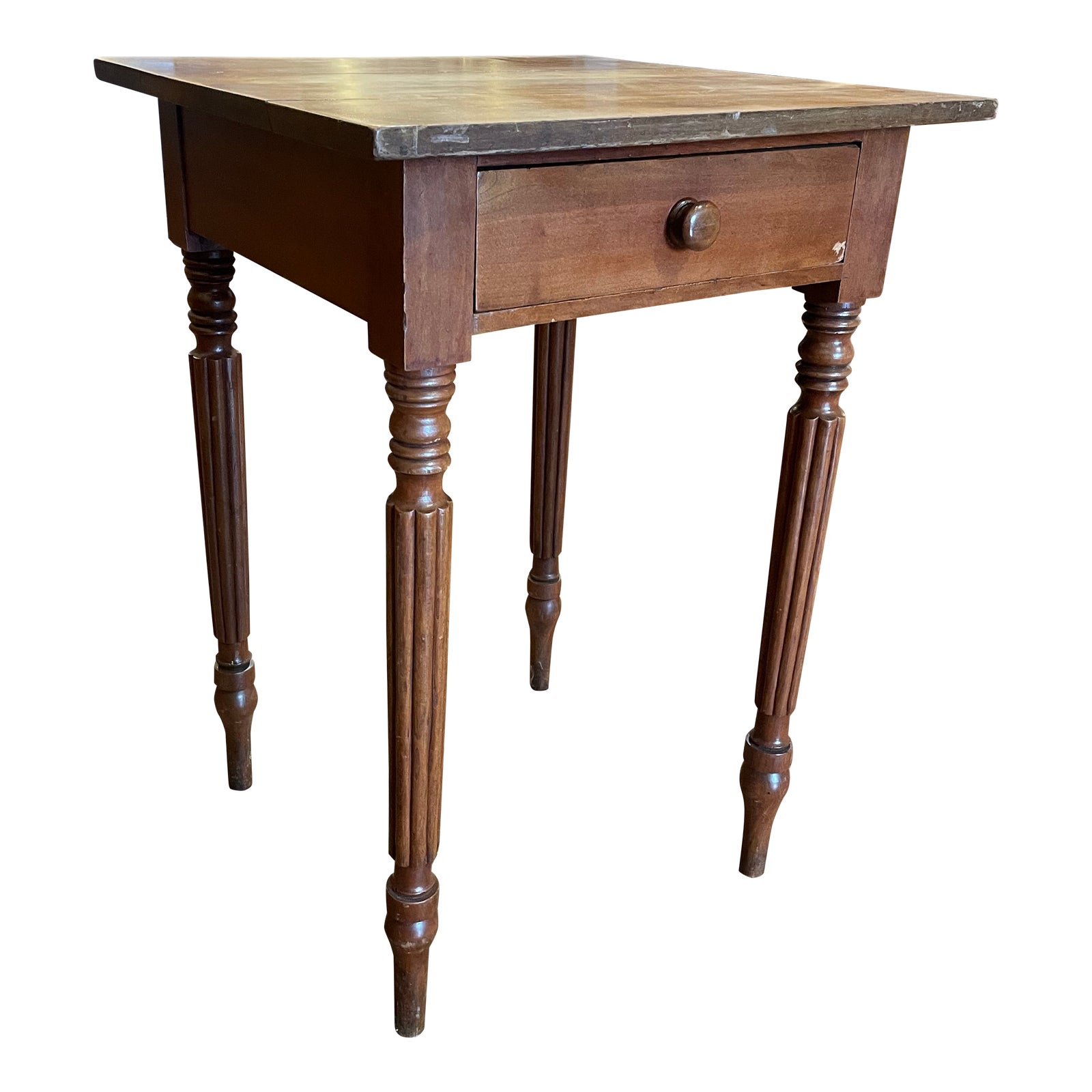 Early 19th Century American Federal Side Table With Fluted Legs | Chairish