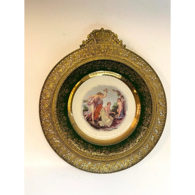 Antique European Pictorial Pair of Porcelain Plates With Golden Frame ...
