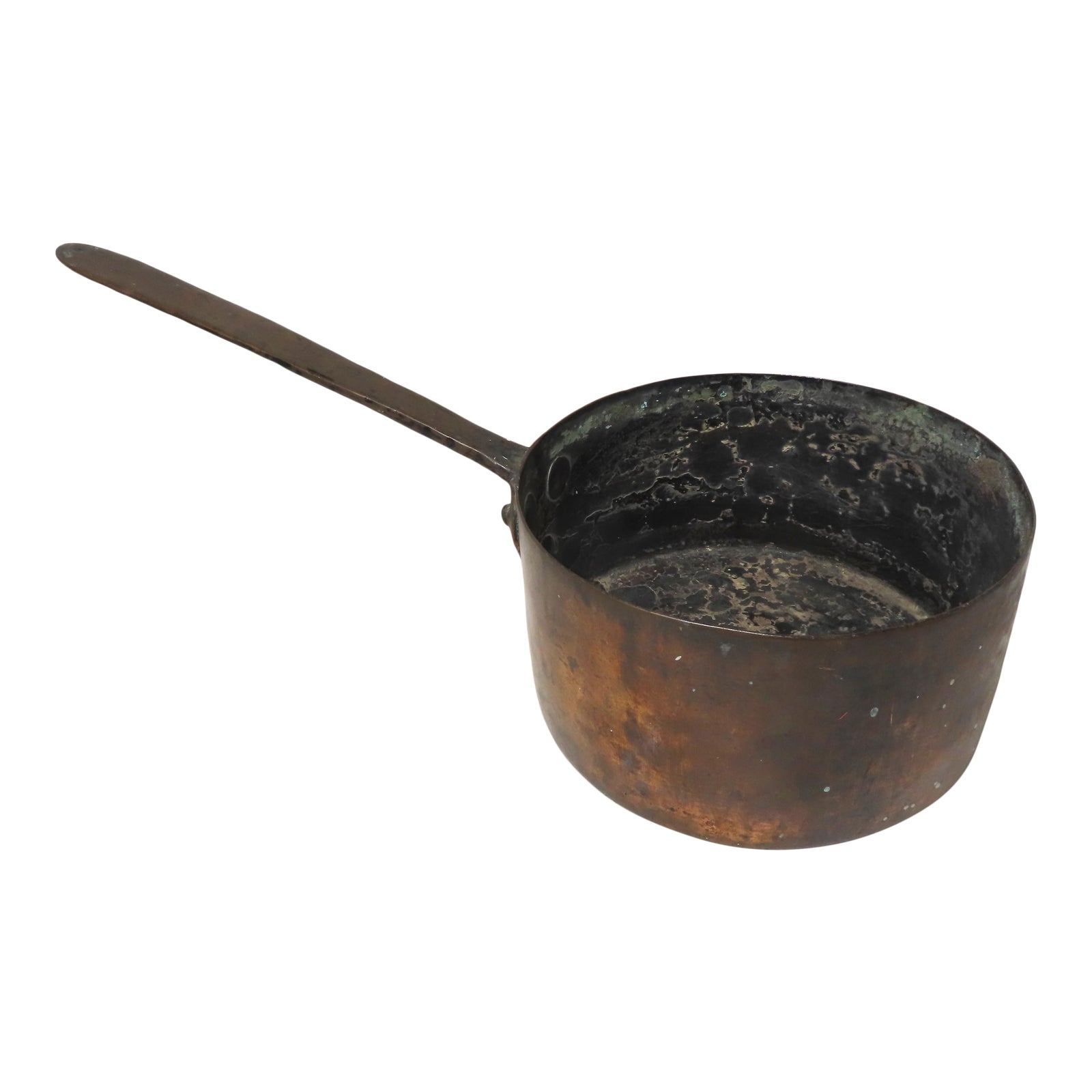 Early 19th Century Hand Wrought Solid Copper Saucepan | Chairish