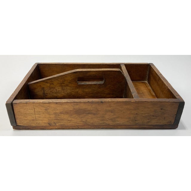 Vintage Handmade Wooden Toolbox Tray With Divider | Chairish
