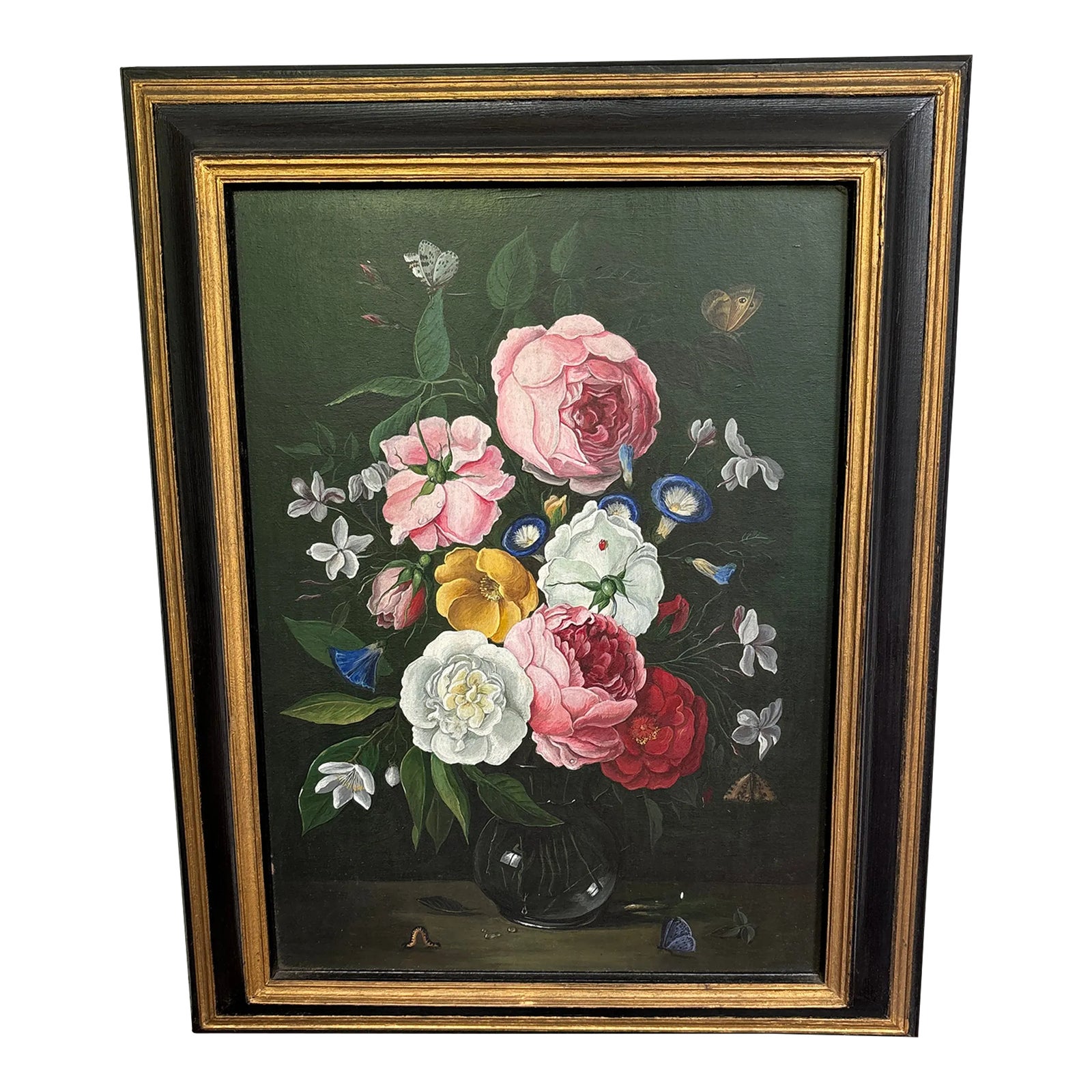 1970s Vintage Decorative Floral Painting on Core Board. From Rowley ...