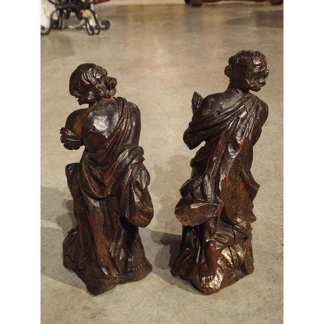 Small 18th Century Carved Oak Statues From France - a Pair | Chairish