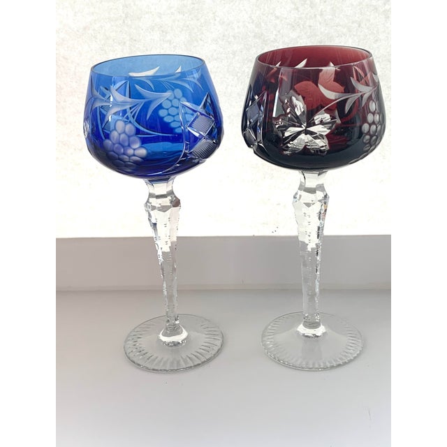 1960s Lausitzer German Blown-Cut Crystal Wine Hocks- Set of 6 | Chairish