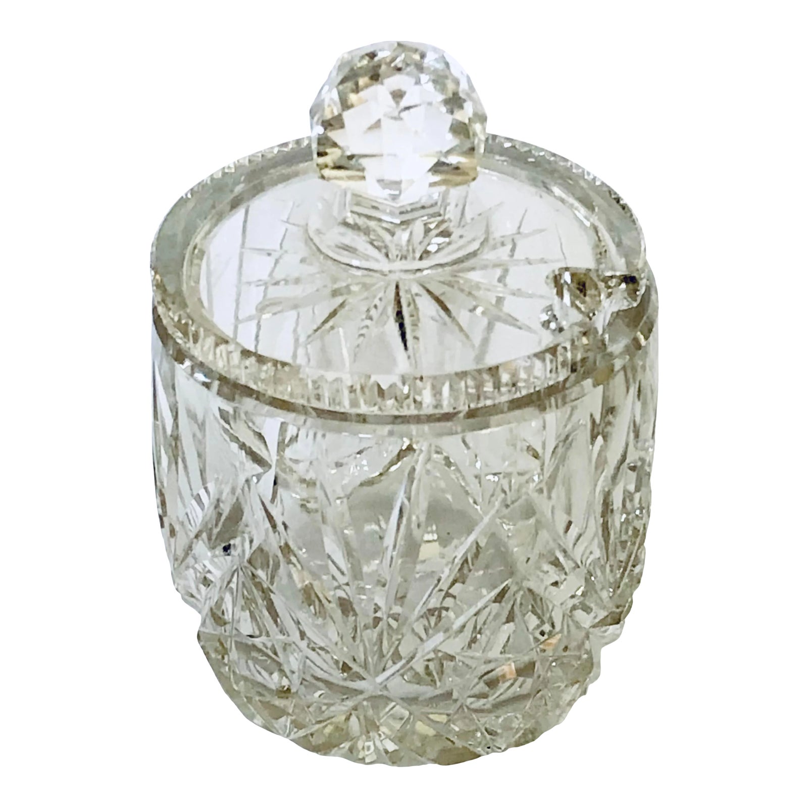 Heavy Cut Crystal Jam/Condiment Jar | Chairish