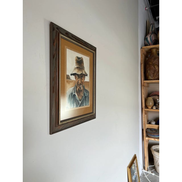 70's Gustave Wander Portrait of a Smoking Man Watercolor Painting ...