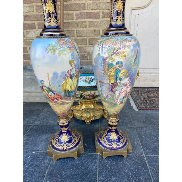 19th Century French Louis XVI Big Sevres Vases - a Pair | Chairish