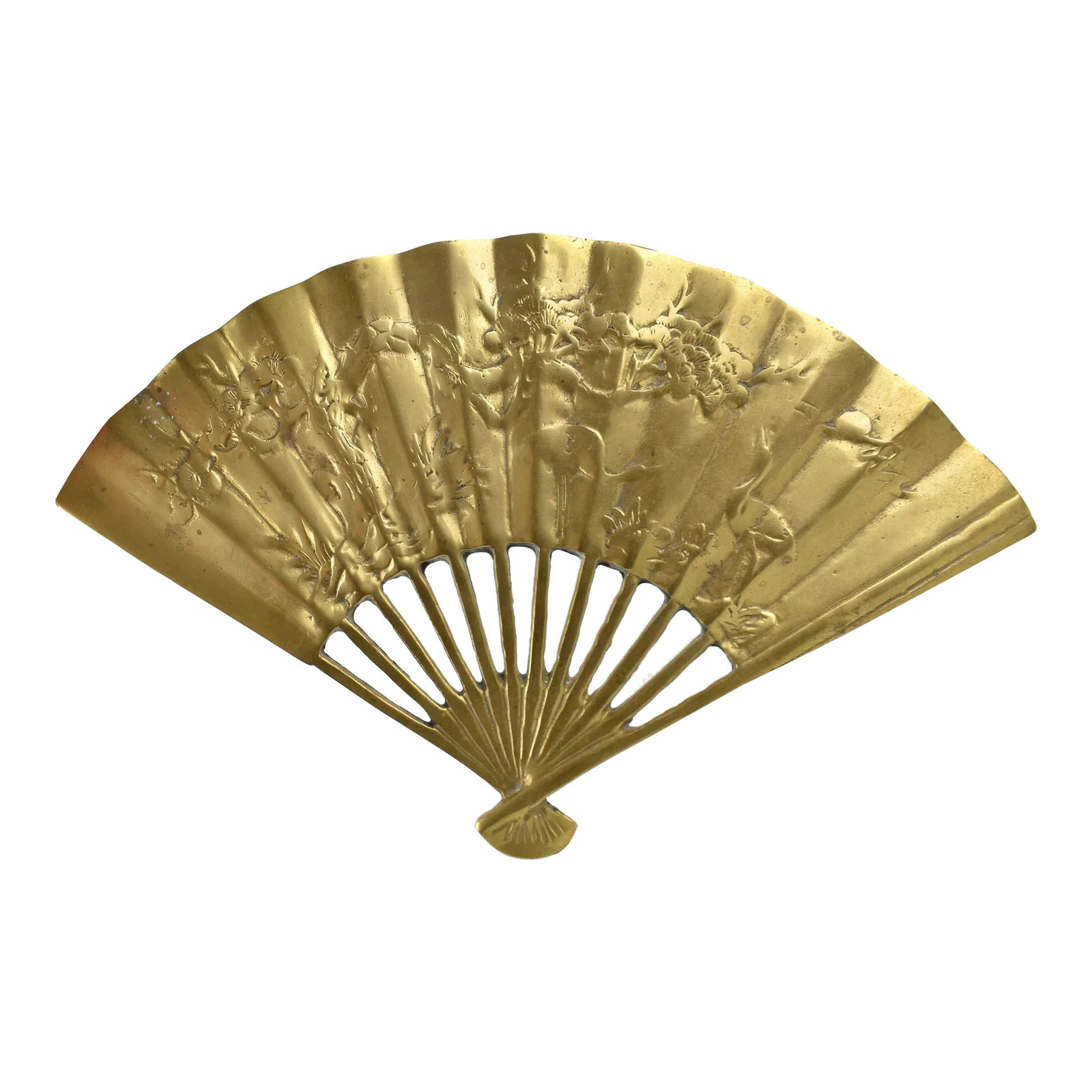 Mid-Century Decorative Solid Brass Wall Hanging Fan | Chairish