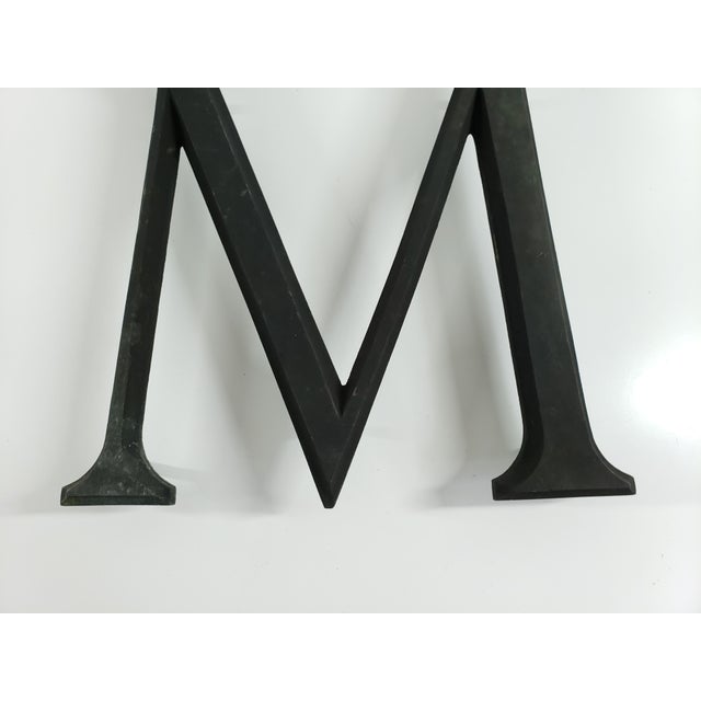 Antique Beveled Edge Cast Aluminum Store Sign Letter M Monogram Initial ...