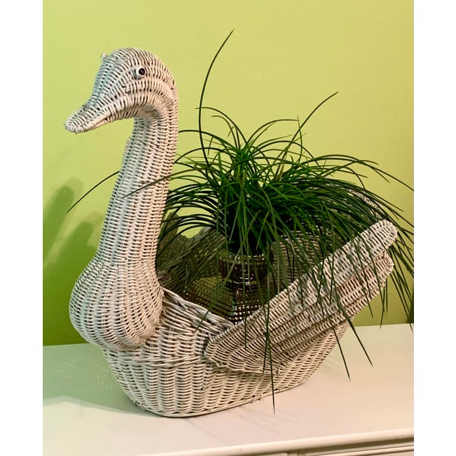 Large Wicker Goose Planter Basket | Chairish