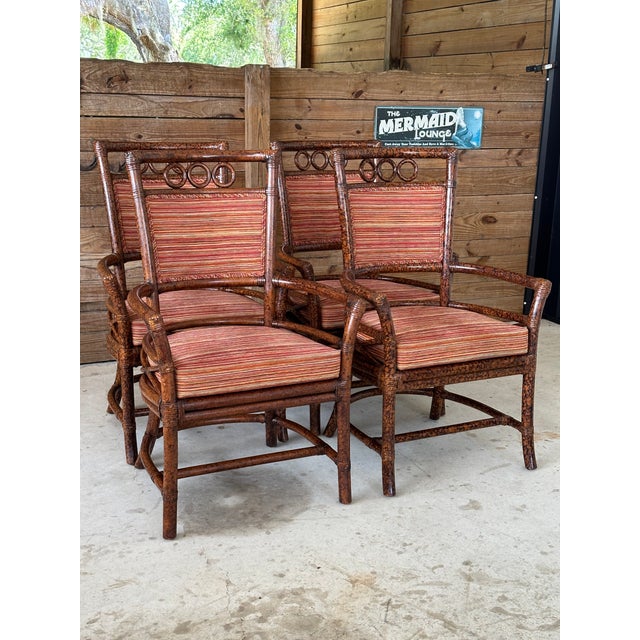 Set of Four Vintage Coastal Ficks Reed Tortoise Rattan Dining Chairs ...