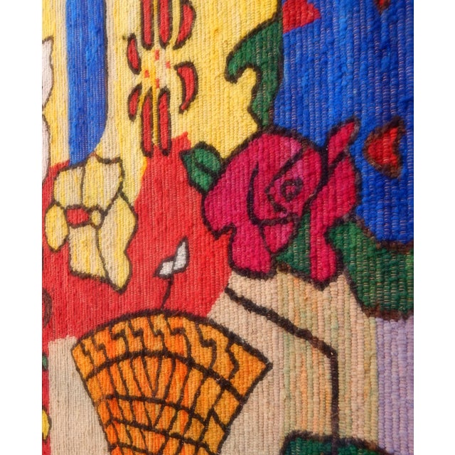 Large Framed Wool Tapestry Weaving by S.P. | Chairish