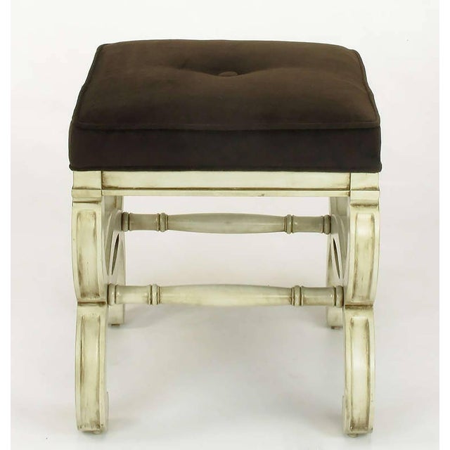 Pair of Regency Style Interlocking Curule Benches in Glazed Ivory ...