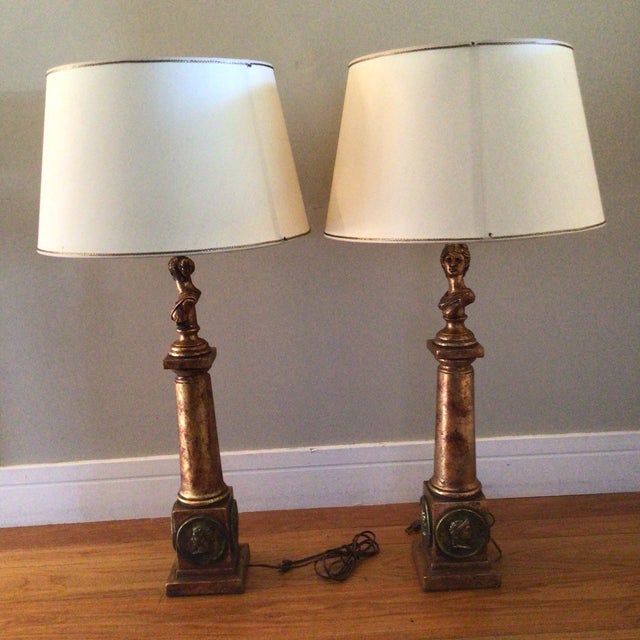 Gold Gilt 1970s Neoclassical Greek Table Lamps of Artemis Diana and Apollo - a Pair | Chairish