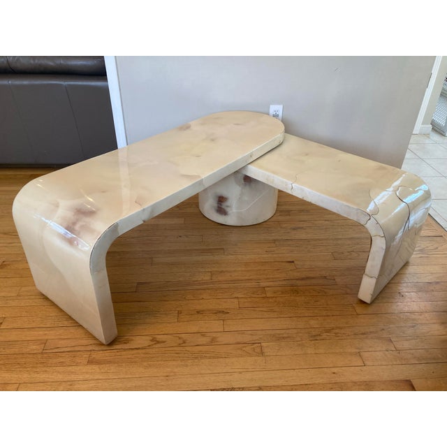 1970s Waterfall Style Folding Swivel Goatskin Mosaic Coffee Table ...