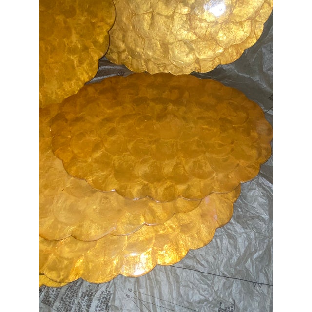 1970s Vintage Oval Scalloped Capiz Shell Placemats- Set of 10 | Chairish