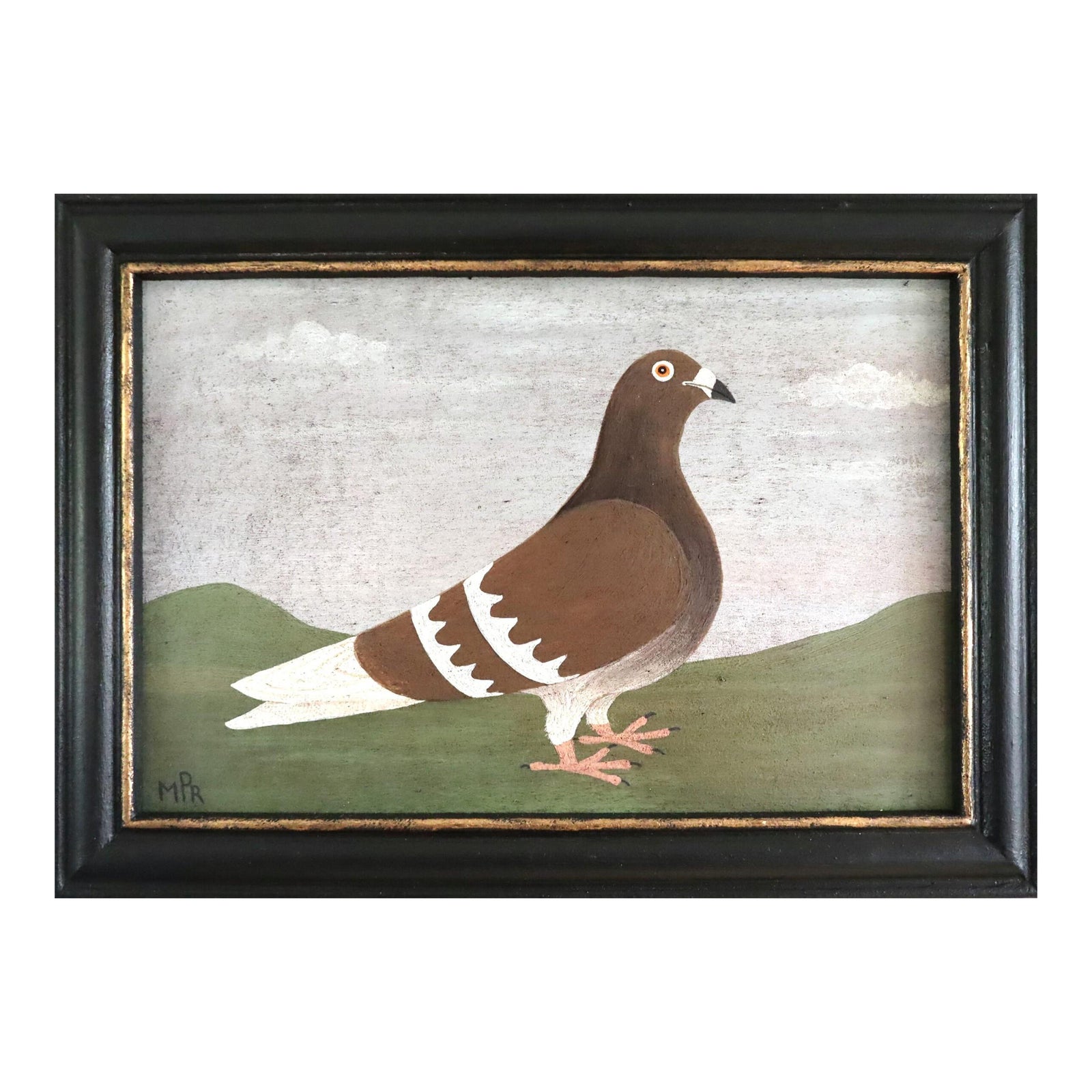 Contemporary 'Brown Pigeon' Original Naïve Style Animal Oil Painting by ...