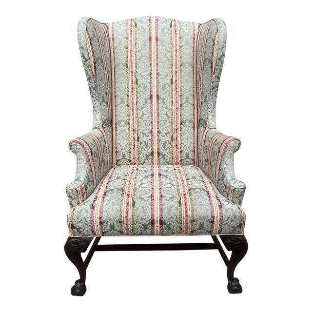 Antique 19th Century Mahogany Chippendale Library Wingback Chair, Eagle ...