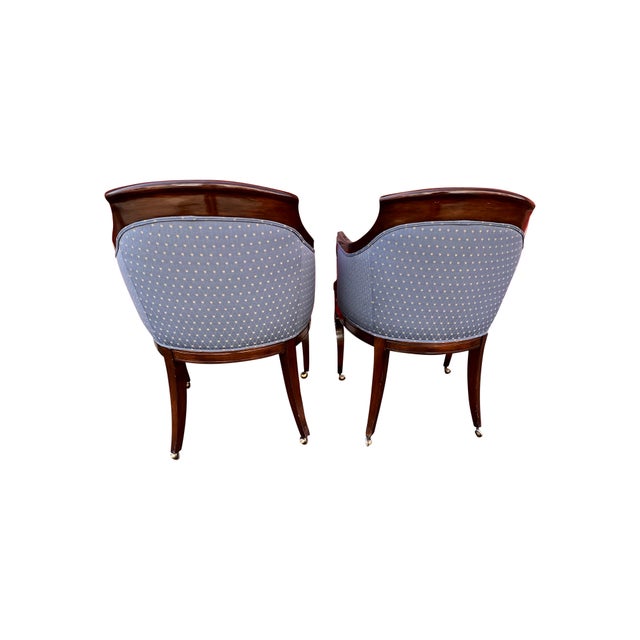 Figural Carved Dolphin Arm Club Barrel Chairs a Pair | Chairish