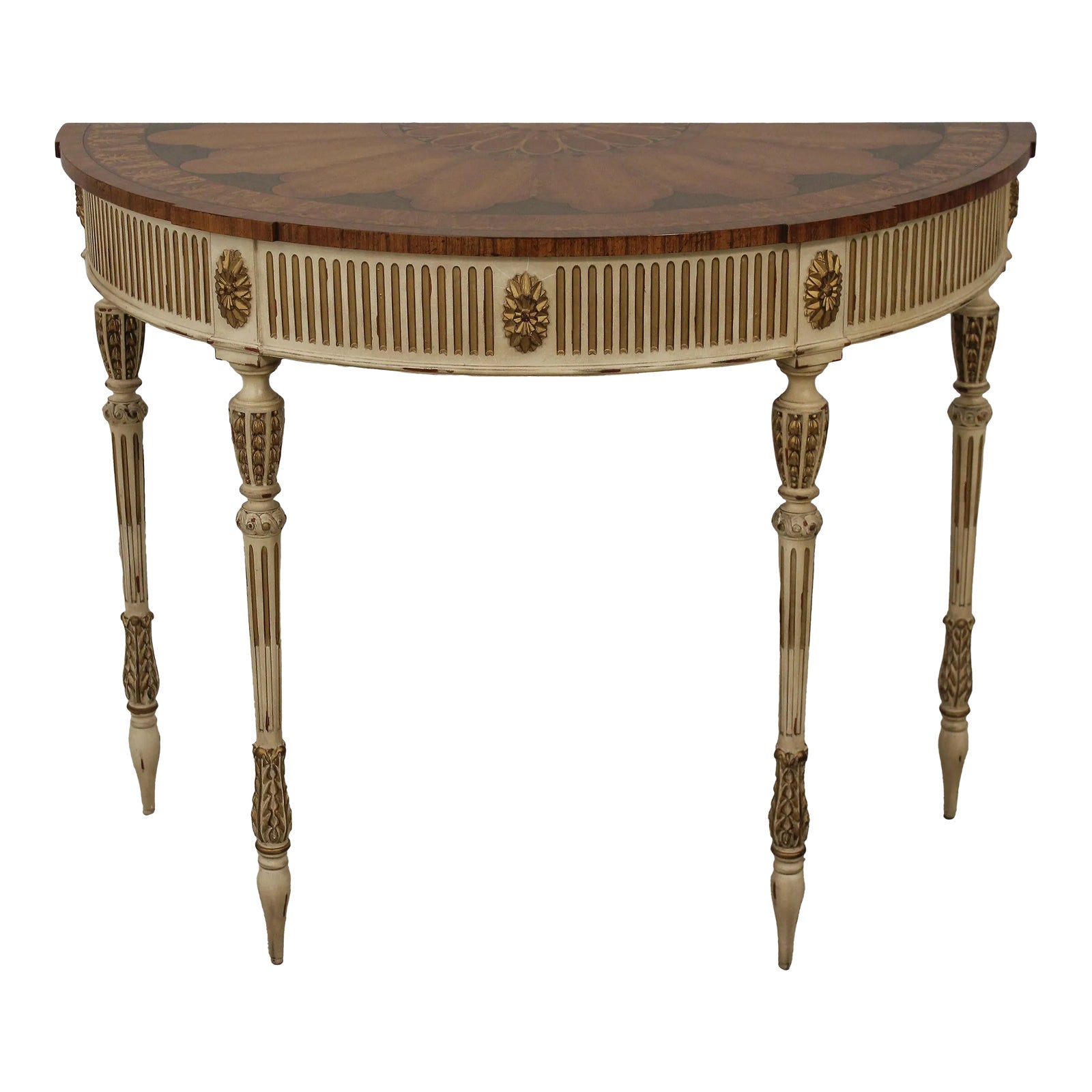 Ej Victor Adams Style Inlaid Console Table | Chairish