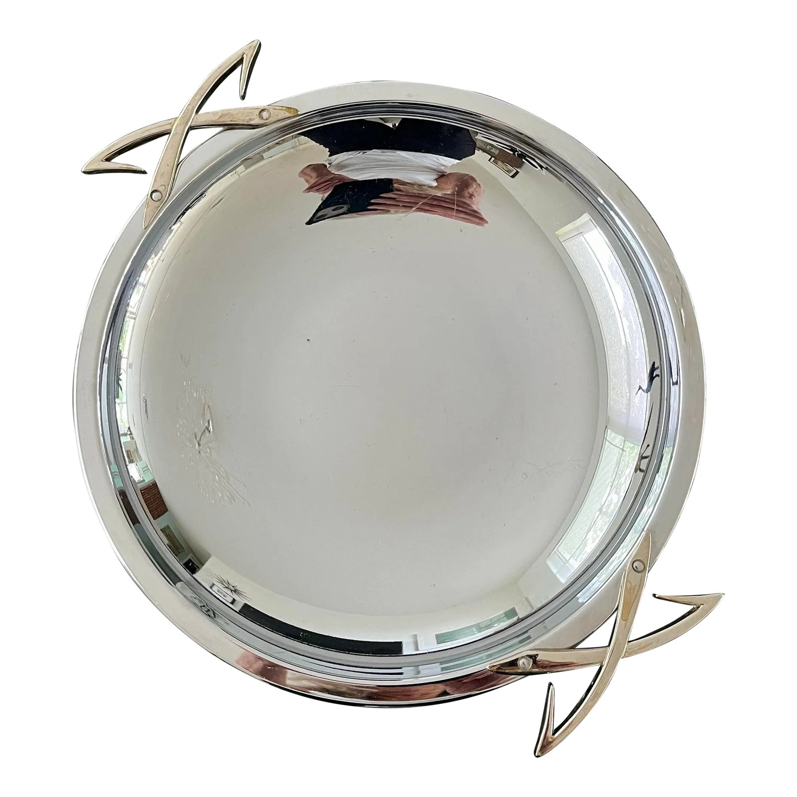 Mid 20th Century Kromex Cross Handle Chrome Server | Chairish