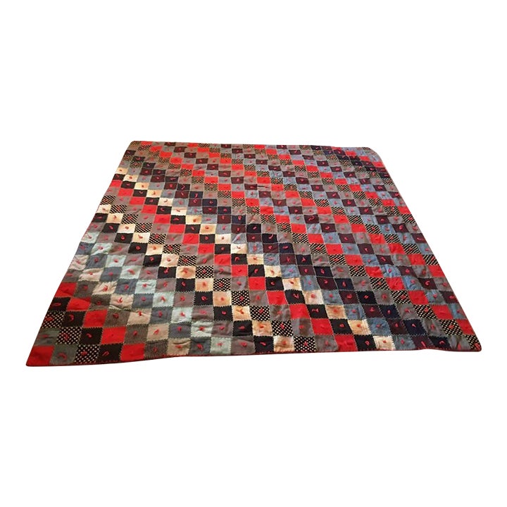 Vintage Wool Patchwork Quilt | Chairish