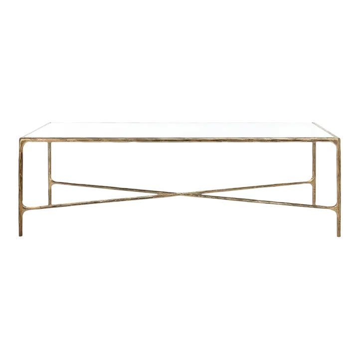 Jessa Rectangle Metal Coffee Table - Brass | Chairish