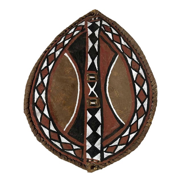Handmade Midcentury African Masai Hide Warrior Shield | Chairish