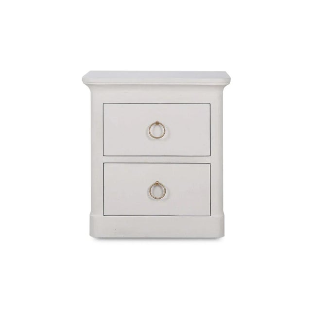 Pair of White Linen Wrapped Modern Nightstands | Chairish