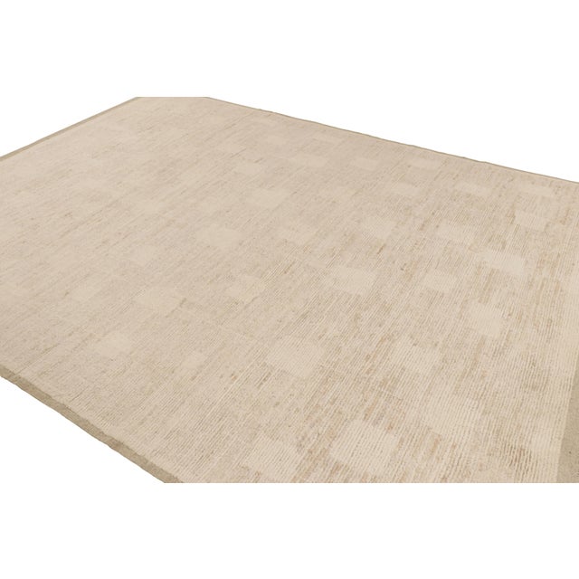 Rug & Kilim’s Modern Textural Rug in Beige and Cream With Ribbed ...