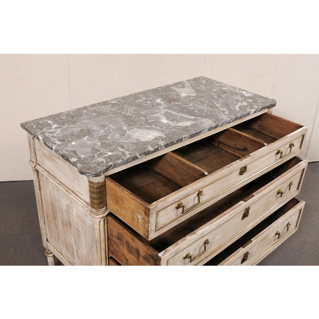 French Neoclassic Period Marble Top Chest | Chairish