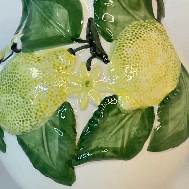 Vintage Mediterranean Portuguese Boho Chic Ceramic Lime Pitcher | Chairish